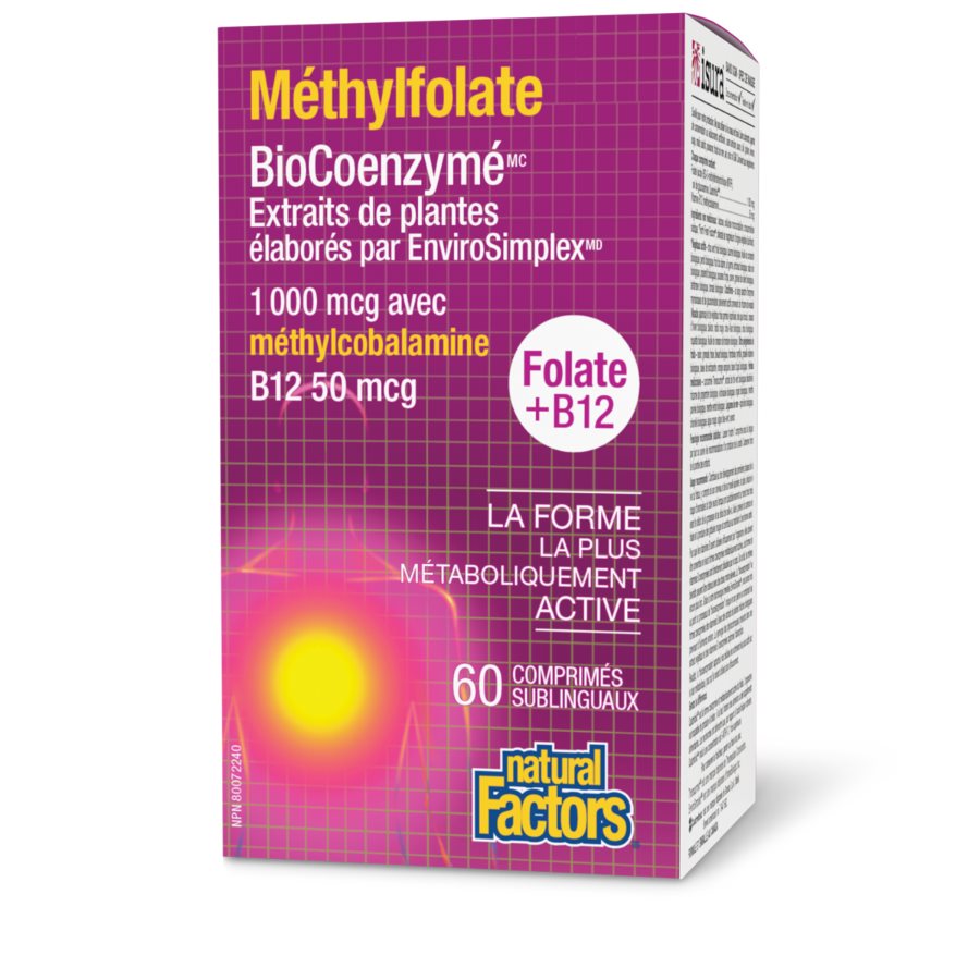 Natural Factors BioCoenzymated™ Methylfolate * Folate + B12 1000 mcg ...